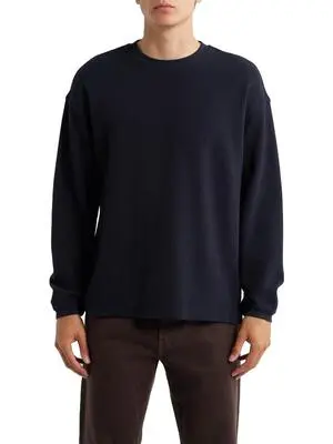 FRAME Long Sleeve Waffle Stitch T-shirt - Dark Navy