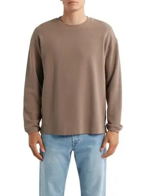 FRAME Long Sleeve Waffle Stitch T-shirt - Latte Brown