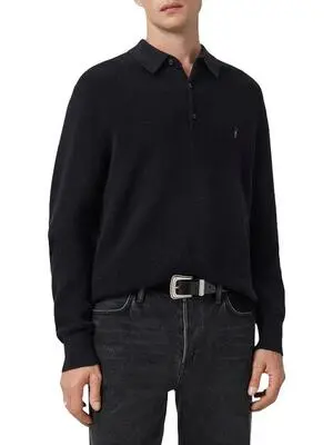 ALLSAINTS Waffle Knit Polo - Black