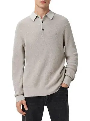 ALLSAINTS Waffle Knit Polo - Light Grey