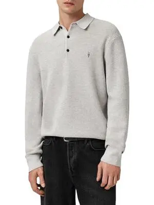 ALLSAINTS Waffle Knit Polo - Moon Grey