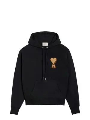 Ami Logo-embroidered Hoodie - Black