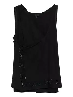 Giorgio Armani Sequin-embellished Sleeveless Top - Black