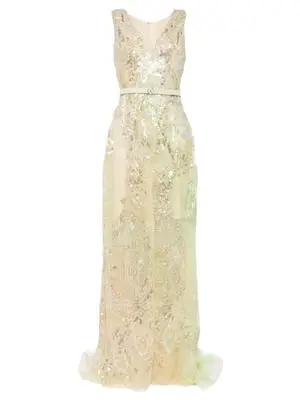 SAIID KOBEISY Embroidered Gown - Neutrals