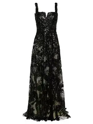 SAIID KOBEISY Sequin-embroidered Dress - Black