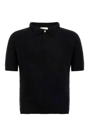 MA'RY'YA Ribbed-hem Polo Shirt - Black