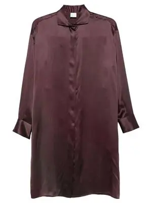 Eleventy Long-sleeve Silk Midi Dress - Purple