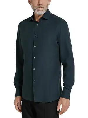 Zegna Cashco Regular Fit Shirt - Dark Green