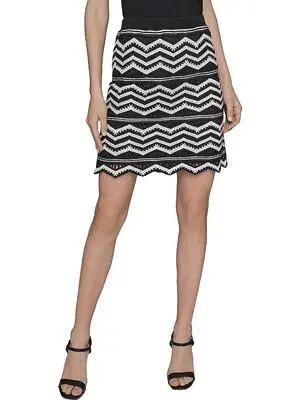 Karl Lagerfeld Paris Chevron Knit Skirt - Black/soft White