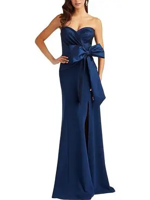 Tadashi Shoji Kinah Oversized Bow Gown - Navy