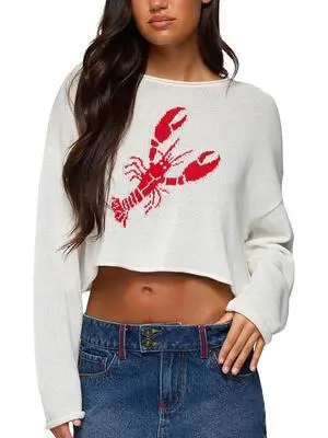 EDIKTED Oversized Knit Top - White