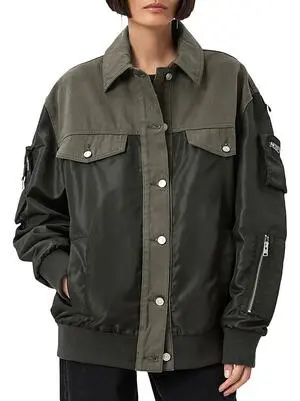 ALLSAINTS Verity Bomber Jacket Khaki Green
