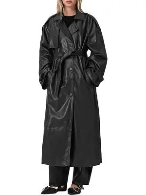 ALLSAINTS Reed Leather Trench Coat - Black