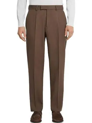 Zegna Cotton And Wool Pleated Pants Brown