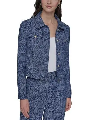 Karl Lagerfeld Paris Cropped Jean Jacket - Med Wash D
