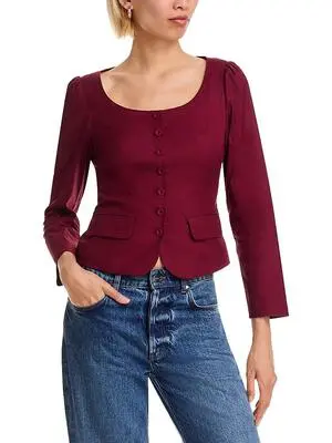 French Connection Inga Poplin Button-up Top - Cabernet