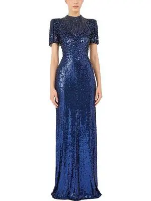 Jenny Packham Jourdain Sequin-embellished Gown - Midnight Kiss