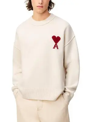 Ami ADC Crewneck Sweater Off White/red