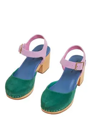 Charlotte Stone Maud Multicolor Ankle Strap Platform Clogs - Juniper