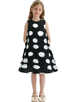 TULLEEN Polka Dot Sleeveless Dress - Black