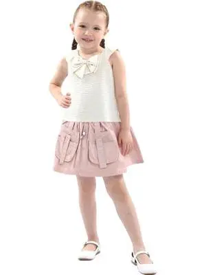 MIMI TUTU And Pink Bow Shorts Set - Ivory