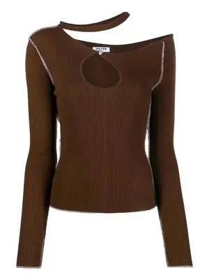 JULFER Cut-out Ribbed-knit Top - Brown