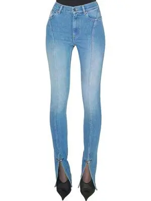 MUGLER Split-hem Seam-detail Jeans - Blue