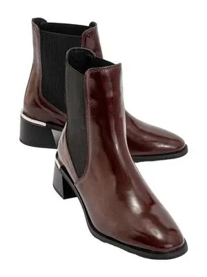 FOREVER & ALWAYS SHOES Neiva Leather Chelsea Boots Burgundy Patent Leather