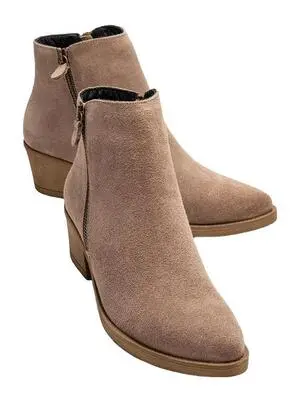 FOREVER & ALWAYS SHOES Jayer Leather Double-zip Block Heel Boots - Light Brown Suede Leather