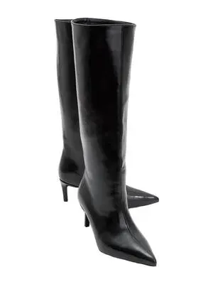 PROLOGUE SHOES Cassandra Knee High Boots - Black Faux Leather