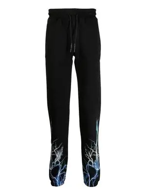PHOBIA Lightning-print Cotton Track Pants - Black
