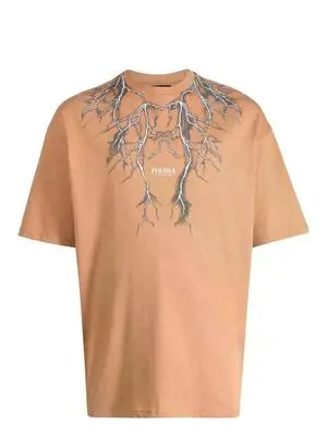 PHOBIA Lightning-print Cotton T-shirt - Brown