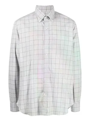 Luciano Barbera Check-pattern Cotton Shirt - Grey