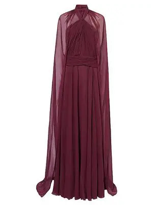 GENNY Halter-neck Sleeveless Chiffon Gown - Rhododendron