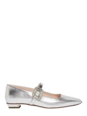 ROGER VIVIER Belle Vivier Metallic Ballerina Flats - Argento