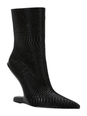 AZALEA WANG Glacielle Croc Embossed Heelless Bootie - Black