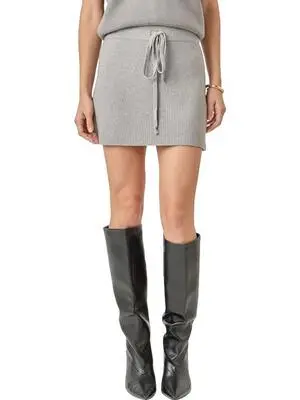 English Factory Drawstring Waist Sweater Mini Skirt - Heather Grey