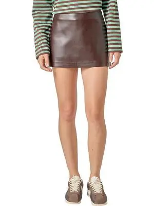 English Factory Faux Leather Skort - Brown