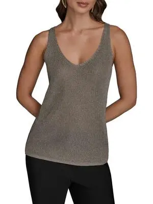 Donna Karan New York Metallic Sleeveless Sweater - Heather Ir