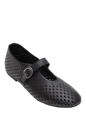 FOREVER & ALWAYS SHOES Arian Leather Ballet Flat Black Leather