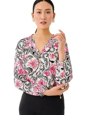 Lilly Pulitzer® Elsa Silk Top - Coconut Sunshine Seekers