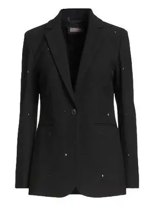Peserico Solid Color Single-breasted Blazer With Appliqués - Black