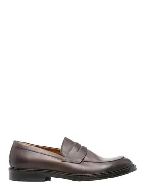 Eleventy Penny Leather Loafers - Brown