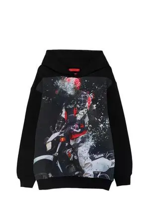 KUSIKOHC Motorbike-print Star-embellished Hoodie - Black