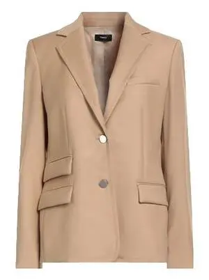 Theory Single-breasted Virgin Wool Blazer - Beige