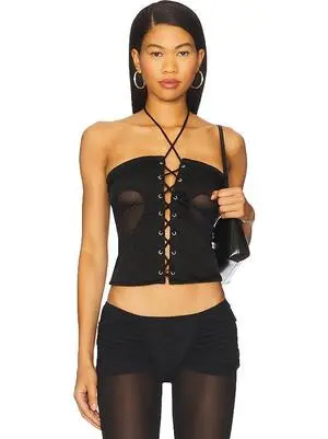 AMOR MIA Gathered Heart Top - Black