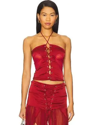 AMOR MIA Gathered Heart Top - Red