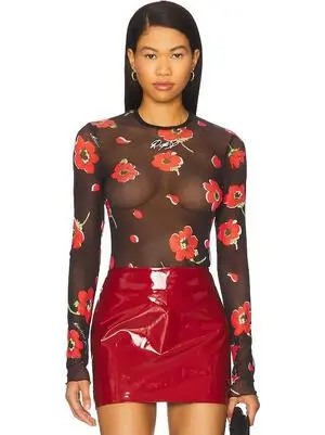 Moschino Sheer Floral Long Sleeve - Multi Black
