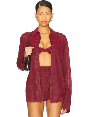 Oseree Lumiere Sleeves Shirt - Burgundy