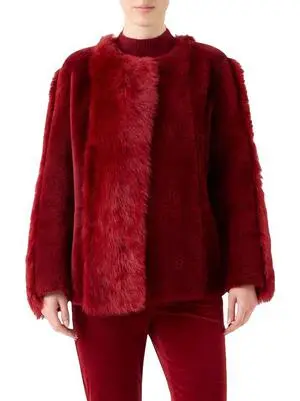 Akris Genuine Shearling Jacket - Cranberry